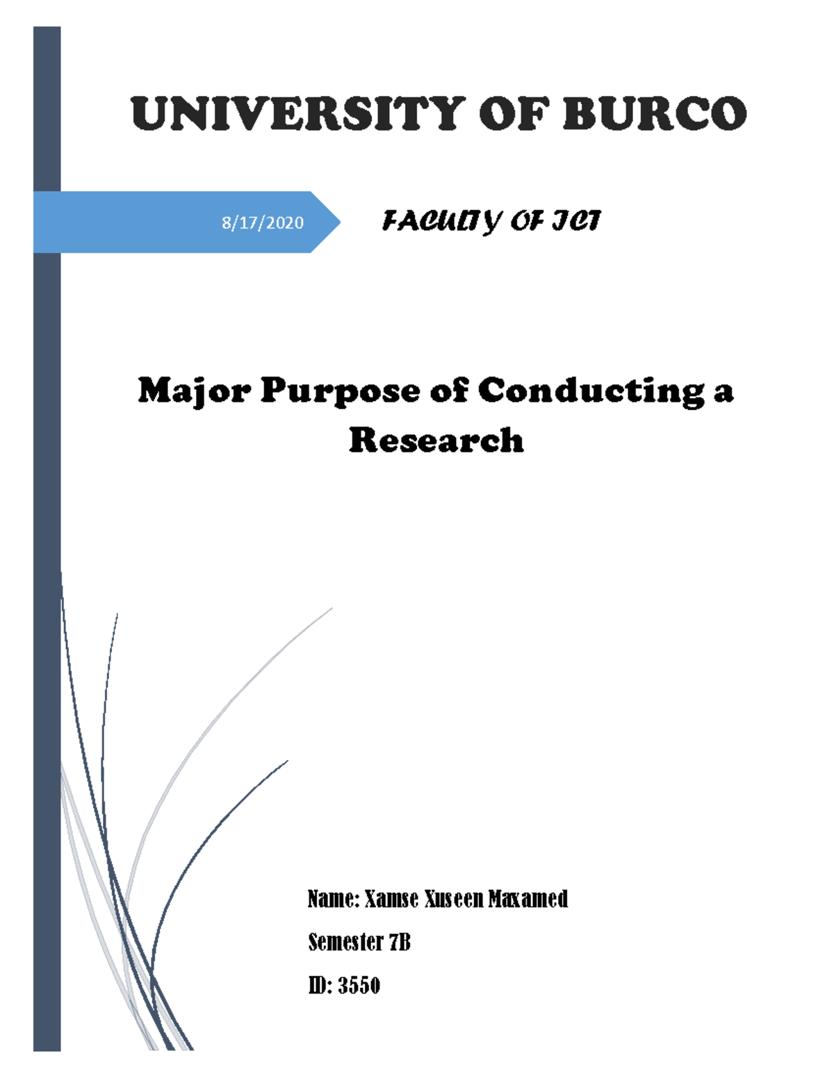 Research assignment for university of burao - 8/17/ UNIVERSITY OF BURCO ...