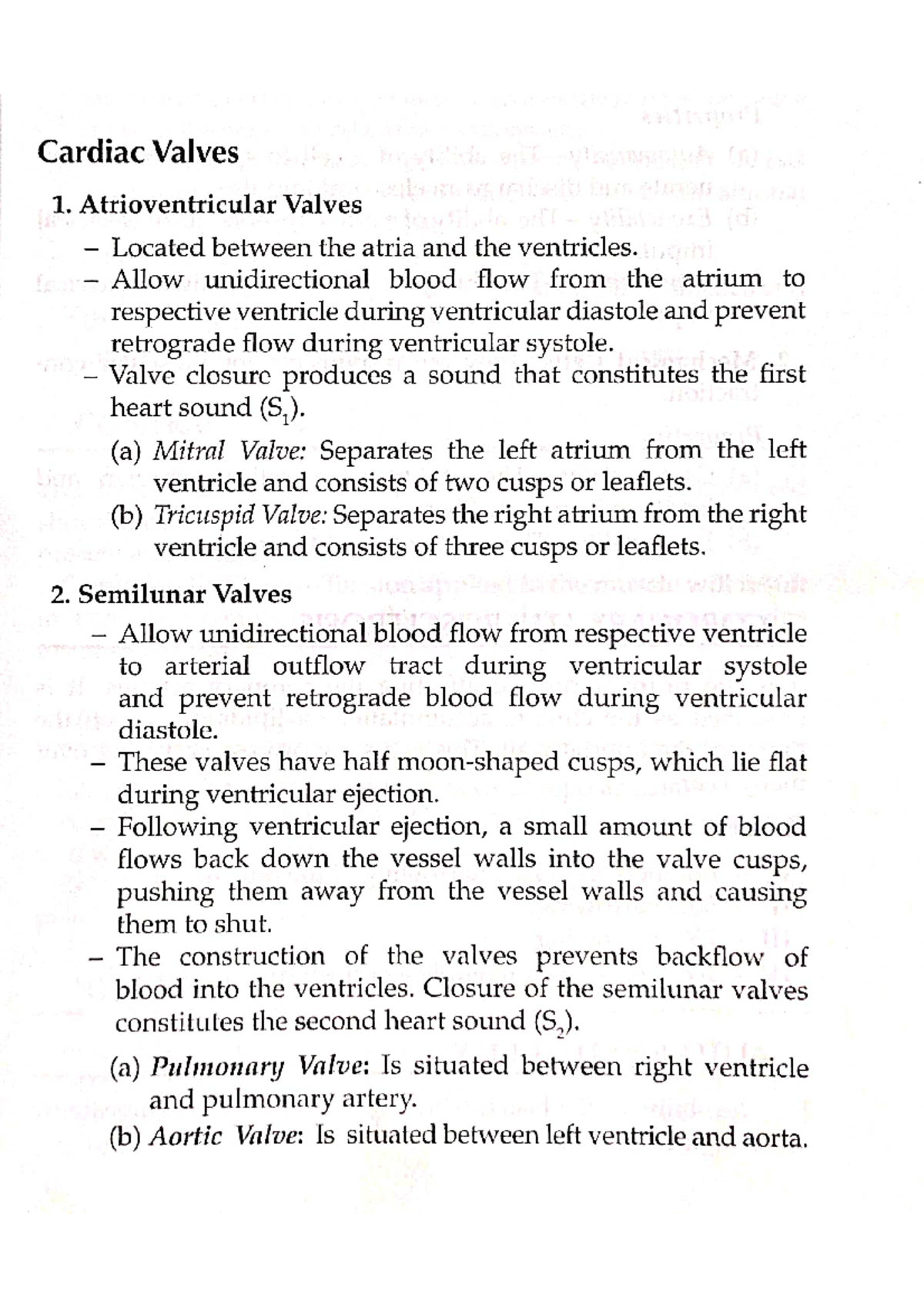 Cardiac Valves - Lecture notes - Bsc nursing - Studocu