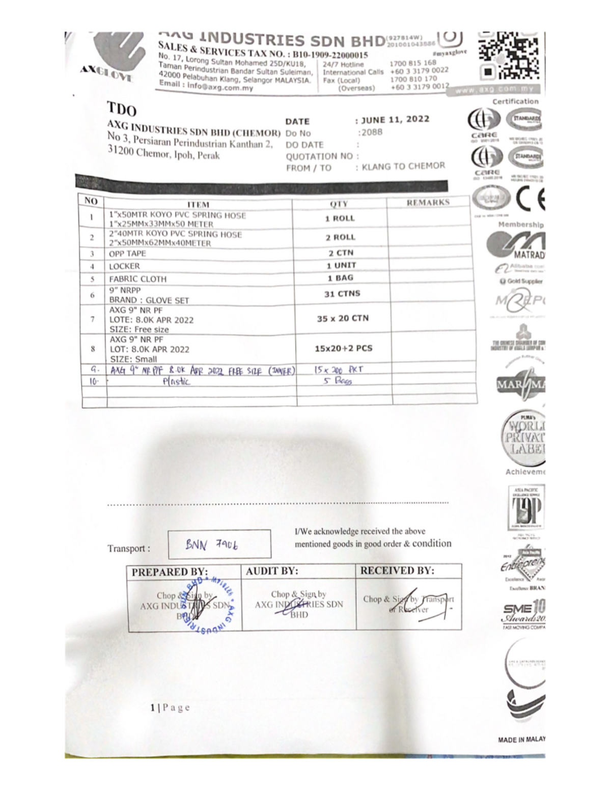 Sales & Services TAX NO. B10-1909-22000 015 - business law - Studocu