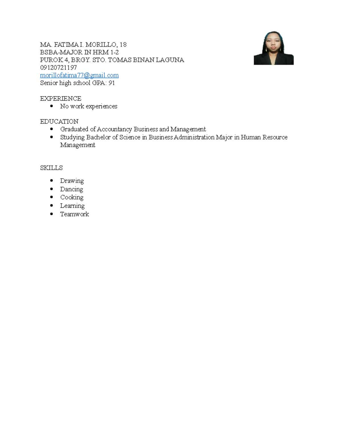 BSBA- Major-IN-HRM - MA. FATIMA I. MORILLO, 18 BSBA-MAJOR IN HRM 1 ...