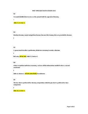 Final cheatsheet - Summary Introduction to Machine Learning - EE2211 2023 Midterms Cheatsheet ...