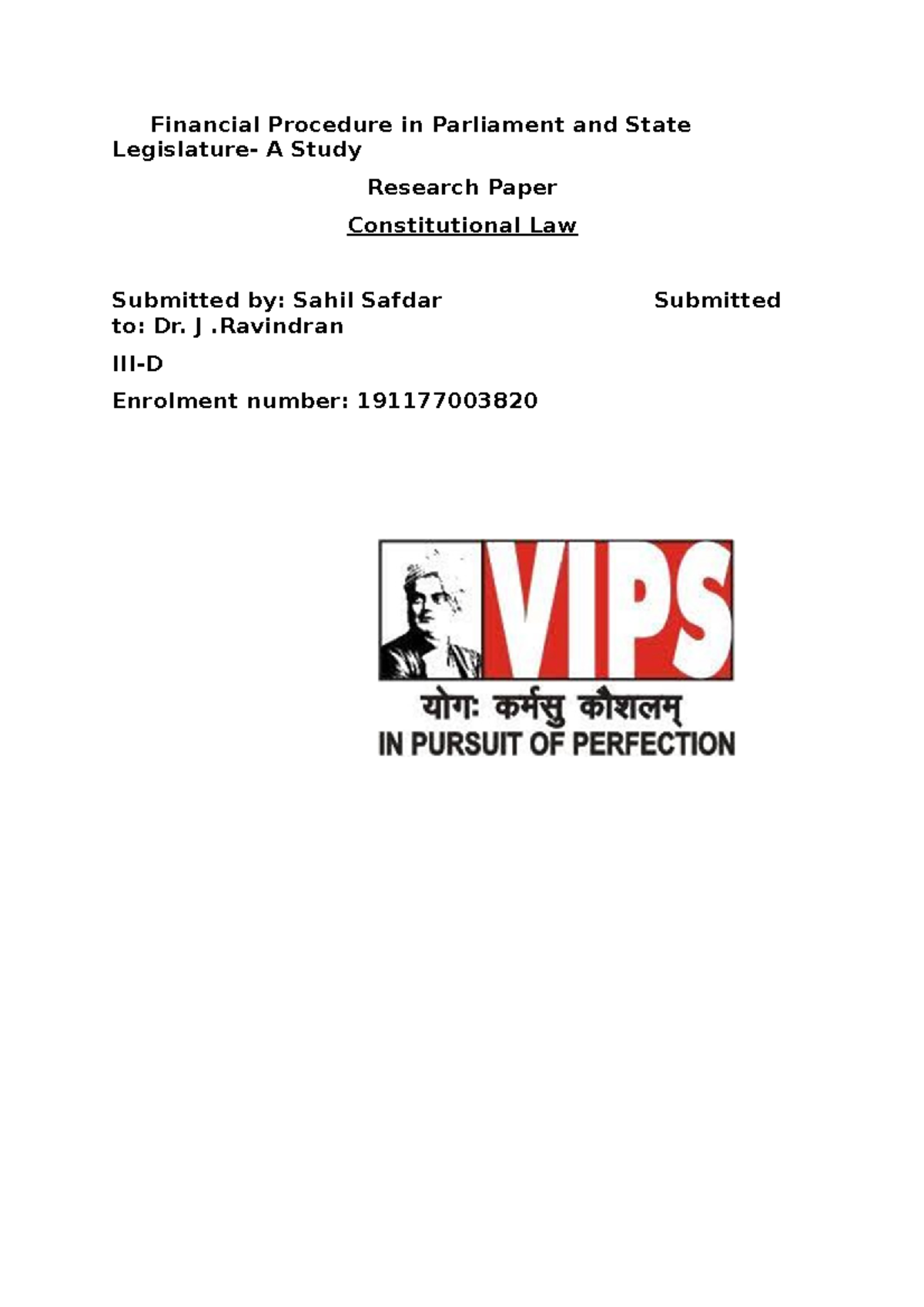 Writ petition of the writ of prohibition - Constitutional Law II - IPU ...