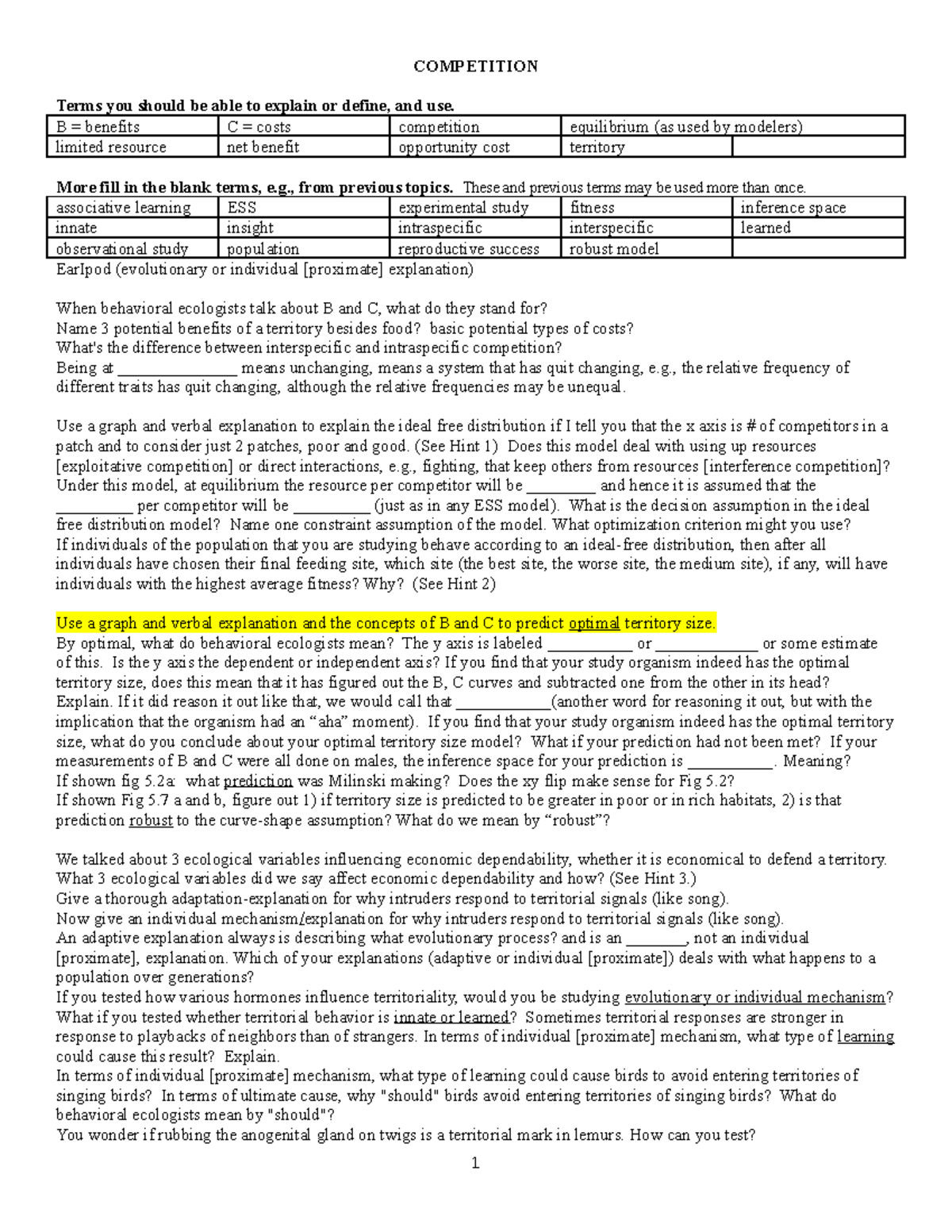5-st compfight - COMPETITION Terms you should be able to explain or ...
