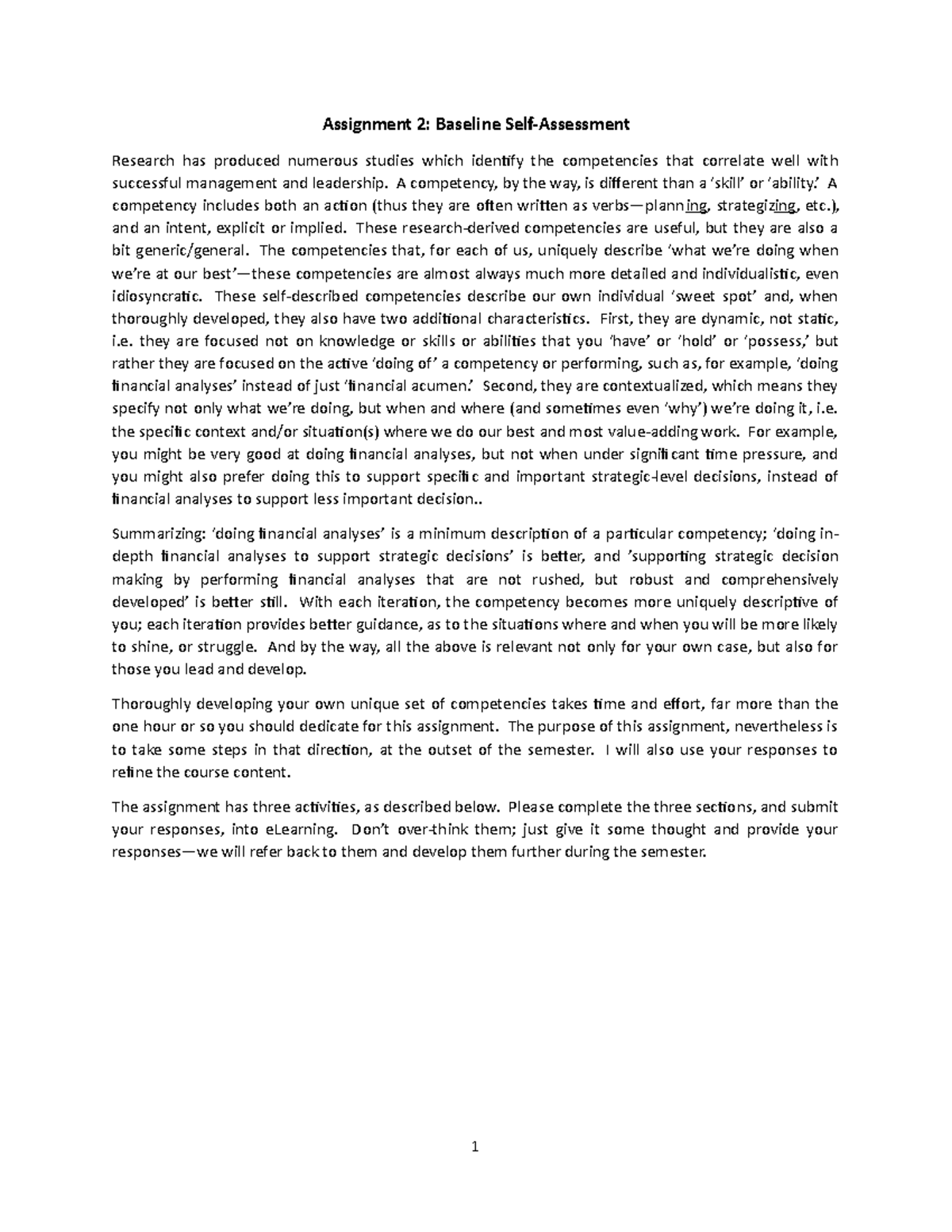 Assignment 2 Baseline Self-Assessment v5 - Assignment 2: Baseline Self ... Assignment 2 Baseline Self-Assessment v5 - Assignment 2: Baseline Self ...