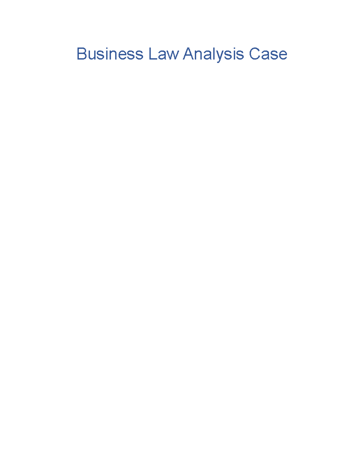 Business Law Analysis Case - Business Law Analysis Case Scenario Mrs ...