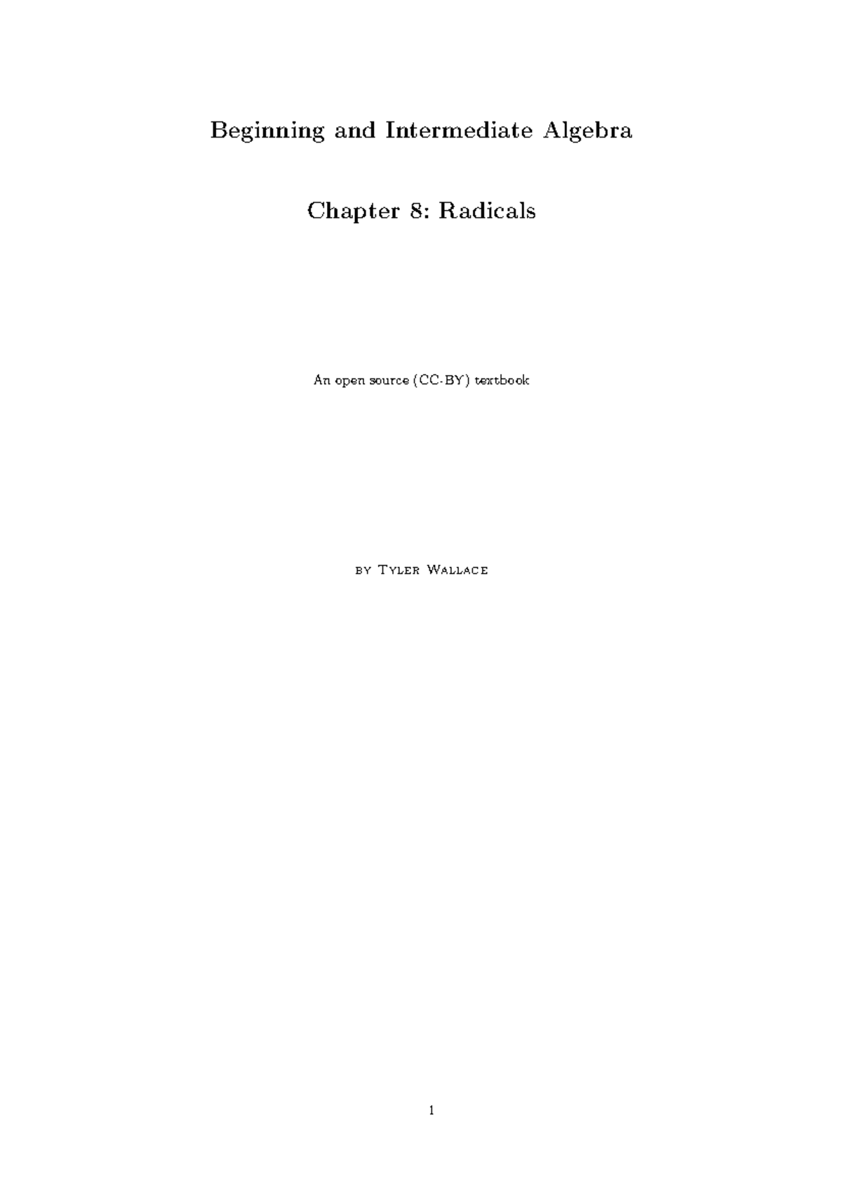 Chapter 8 radicals - Copy - Beginning and Intermediate Algebra Chapter ...