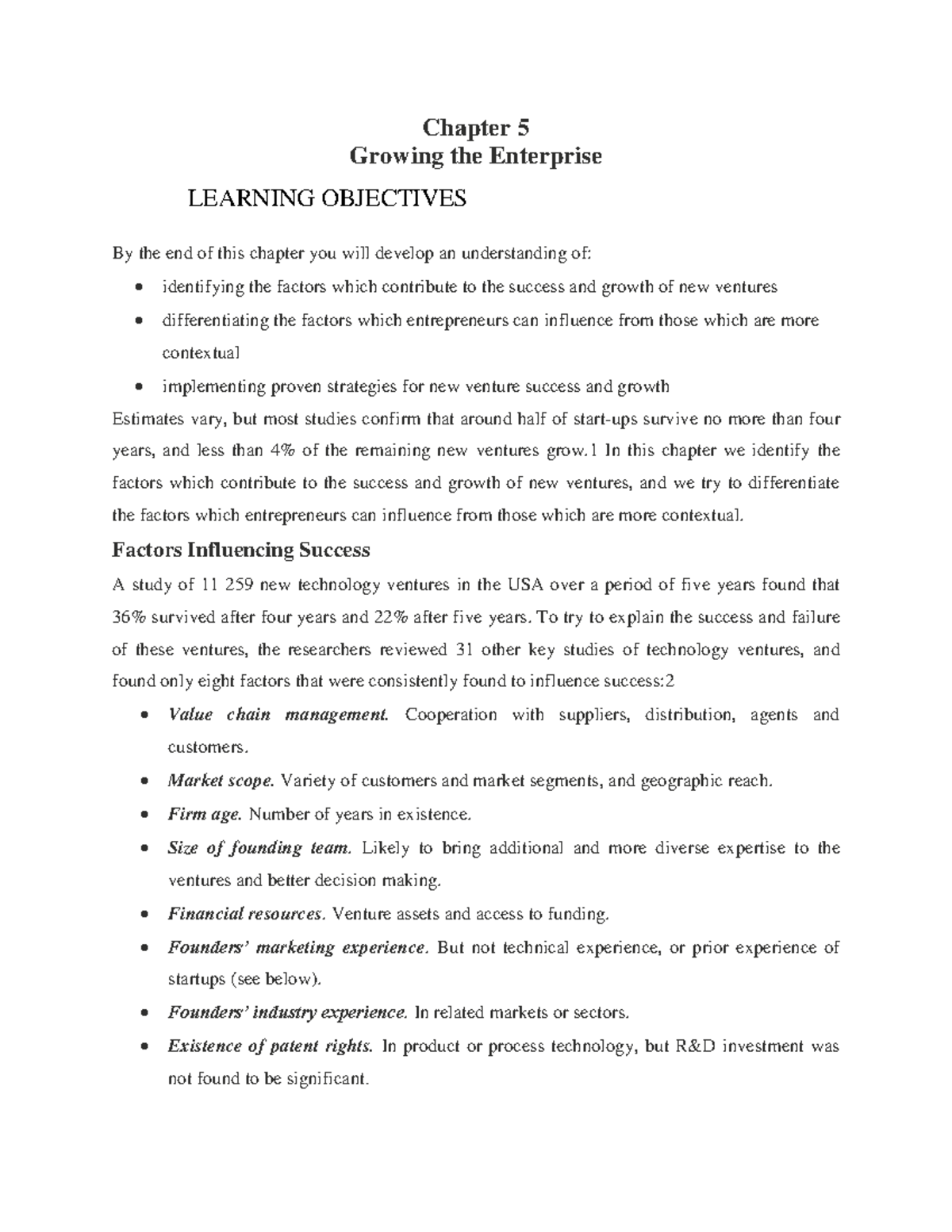 Chapter 5 - Chapter 5 Growing the Enterprise LEARNING OBJECTIVES By the ...
