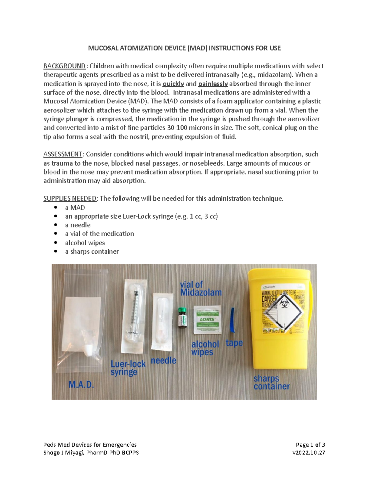 PHPP 597 - MAD Handout - MUCOSAL ATOMIZATION DEVICE (MAD) INSTRUCTIONS ...