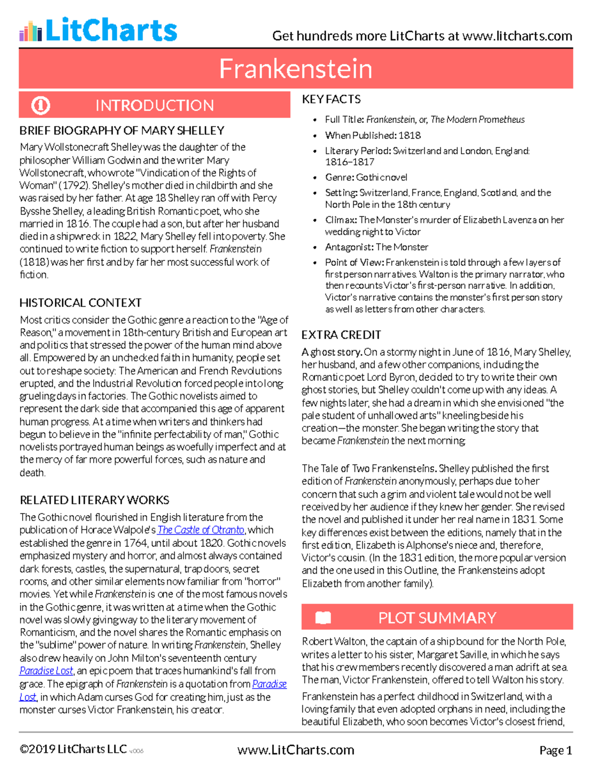 01 Litcharts - Frankenstein - Frankenstein BRIEF BIOGRAPHY OF MARY ...