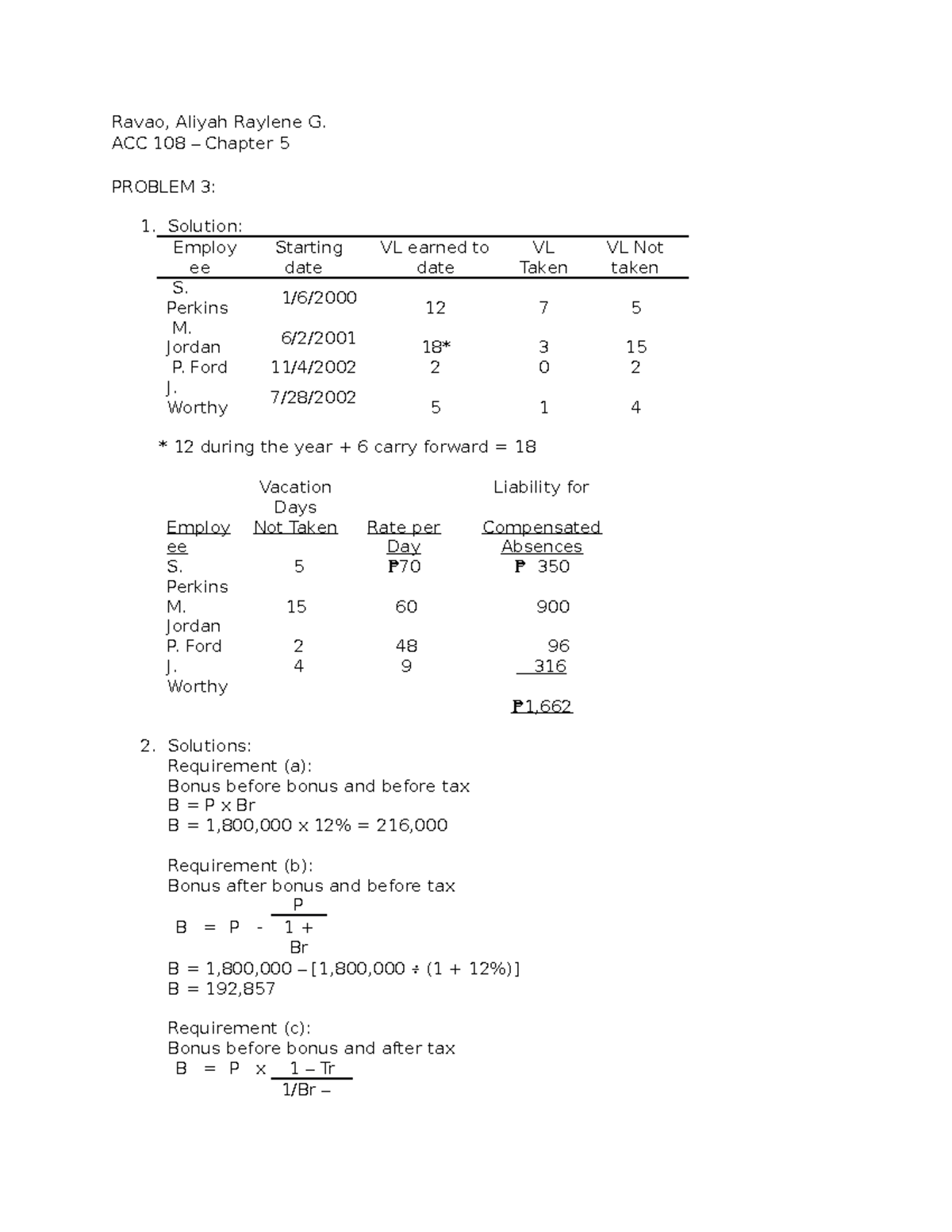 ACC 108 - Chapter 5 (ravao) - Ravao, Aliyah Raylene G. ACC 108 ...