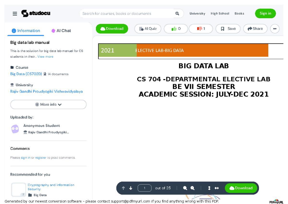 Www studocu com in document rajiv-gandhi-proudyogiki-vishwavidyalaya big-data big-data-lab ...