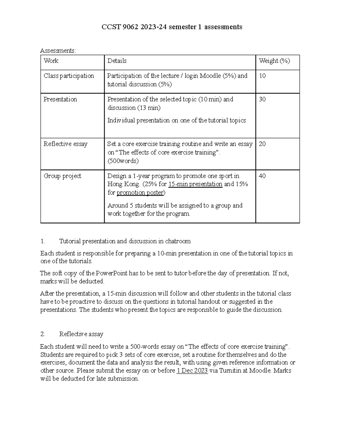 CCST9062 assessments 2023-24 sem1 1 - CCST 9062 202 3 - 24 semester 1 assessments Assessments ...