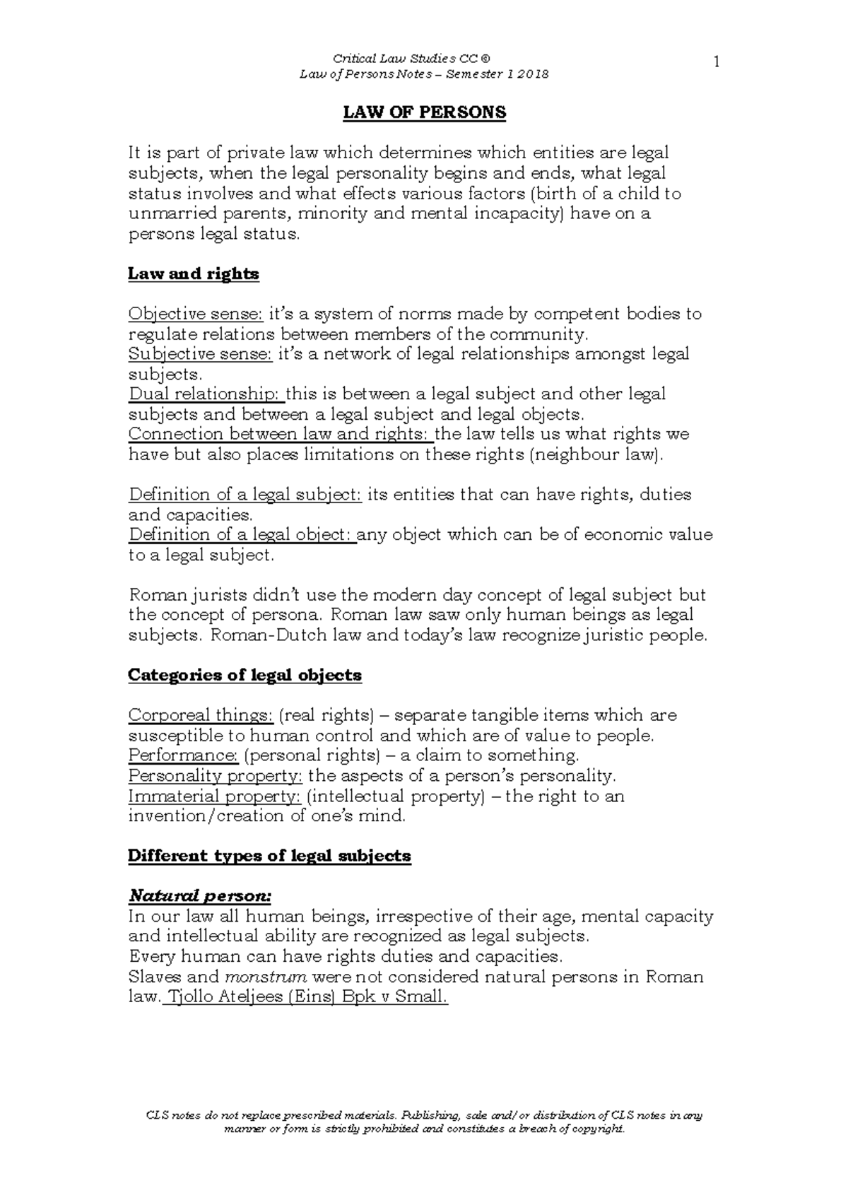 LAW OF Persons Notes - the document contains all the basic that a ...