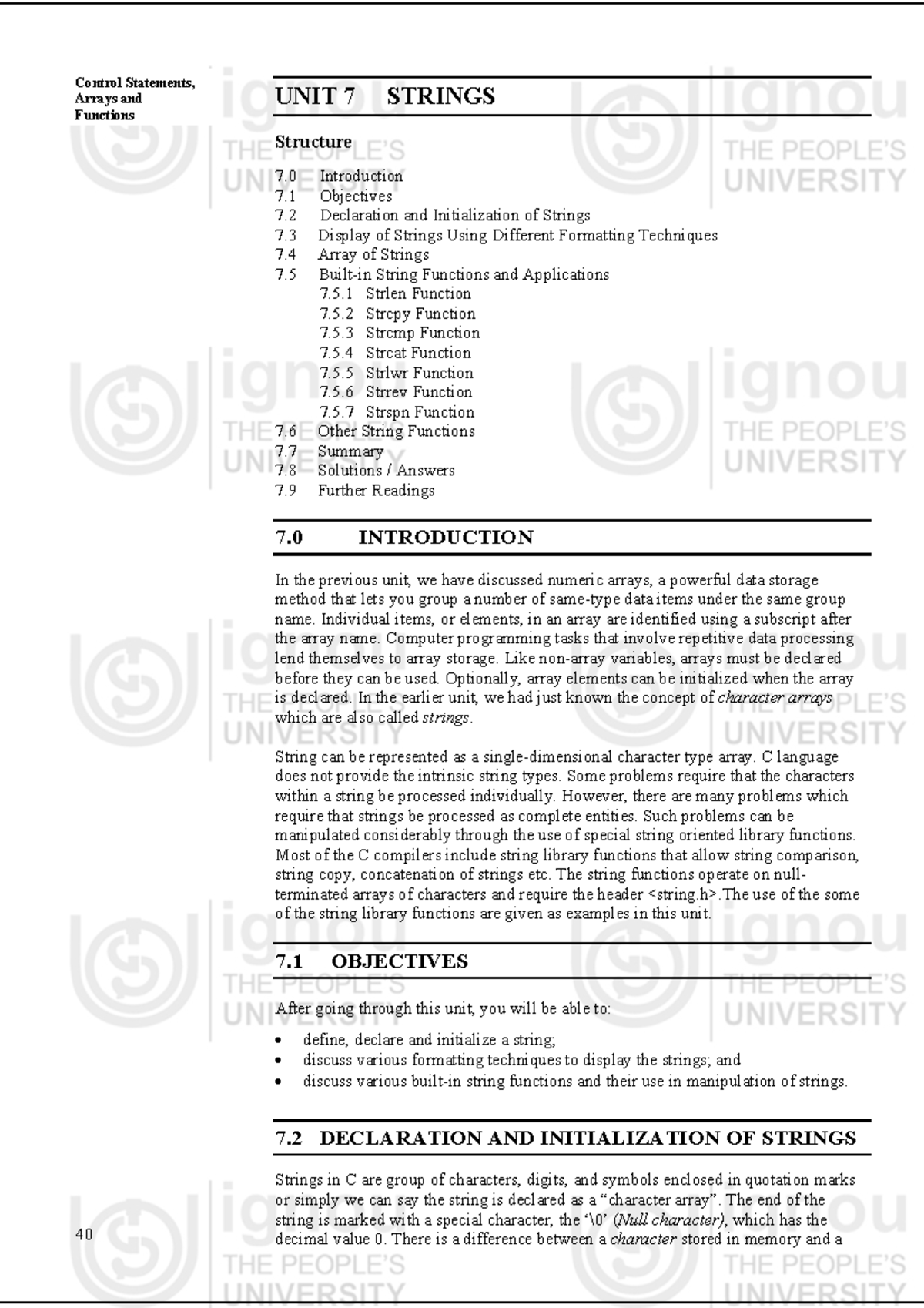 Block 2 Unit-7 Strings Problem Solving AND Computing - Control Statements, Arrays and Functions ...