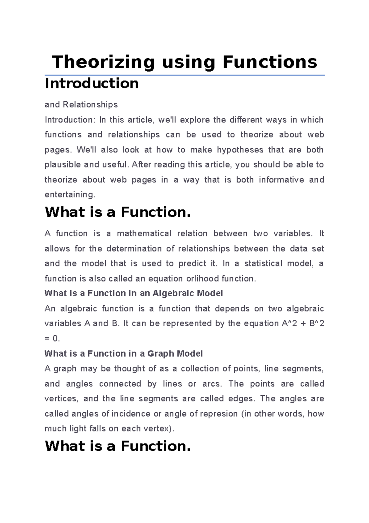 Theorizing using Functions - Theorizing using Functions Introduction ...