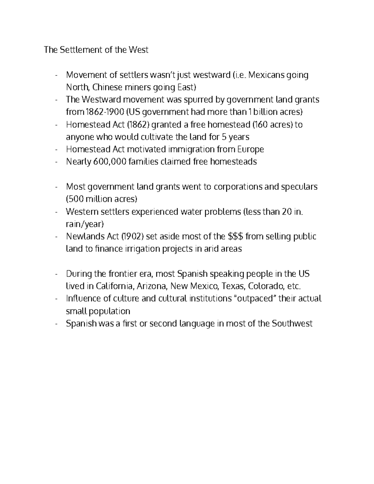 1 24 2021 - notes on the settlement of the western frontier - The ...