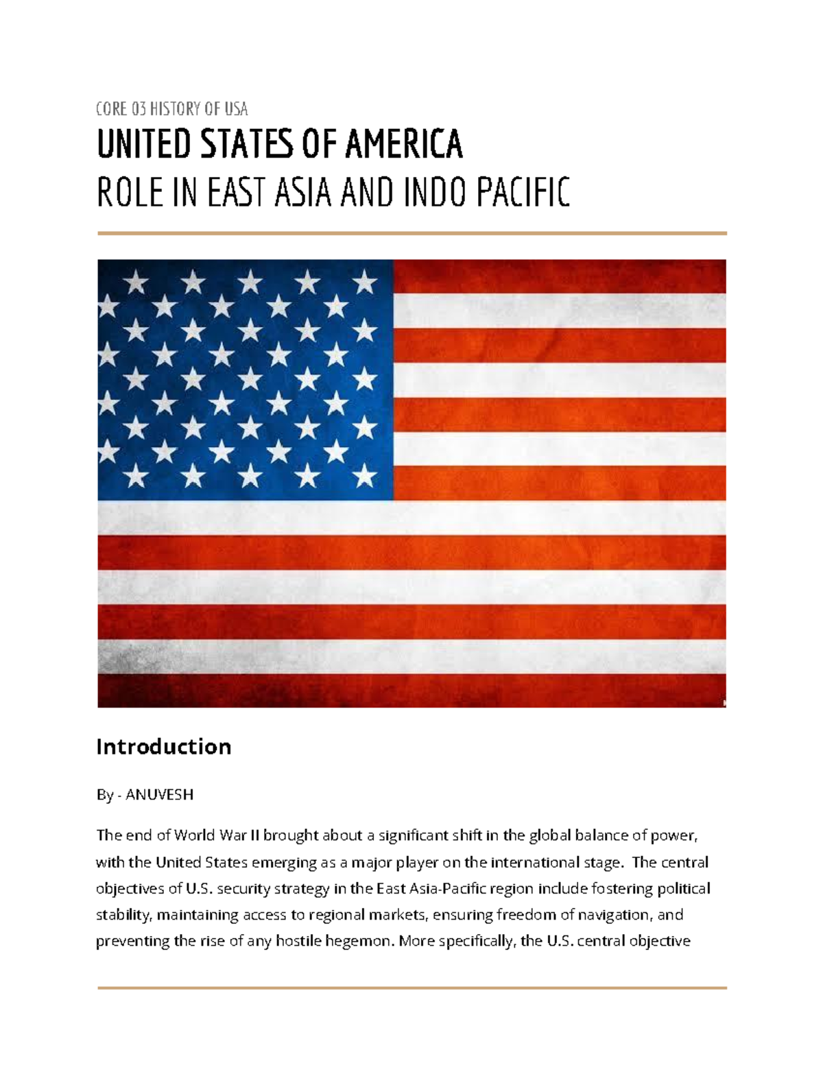 USA Presentation - Role of USA in modern multipolar world. - CORE 03 ...