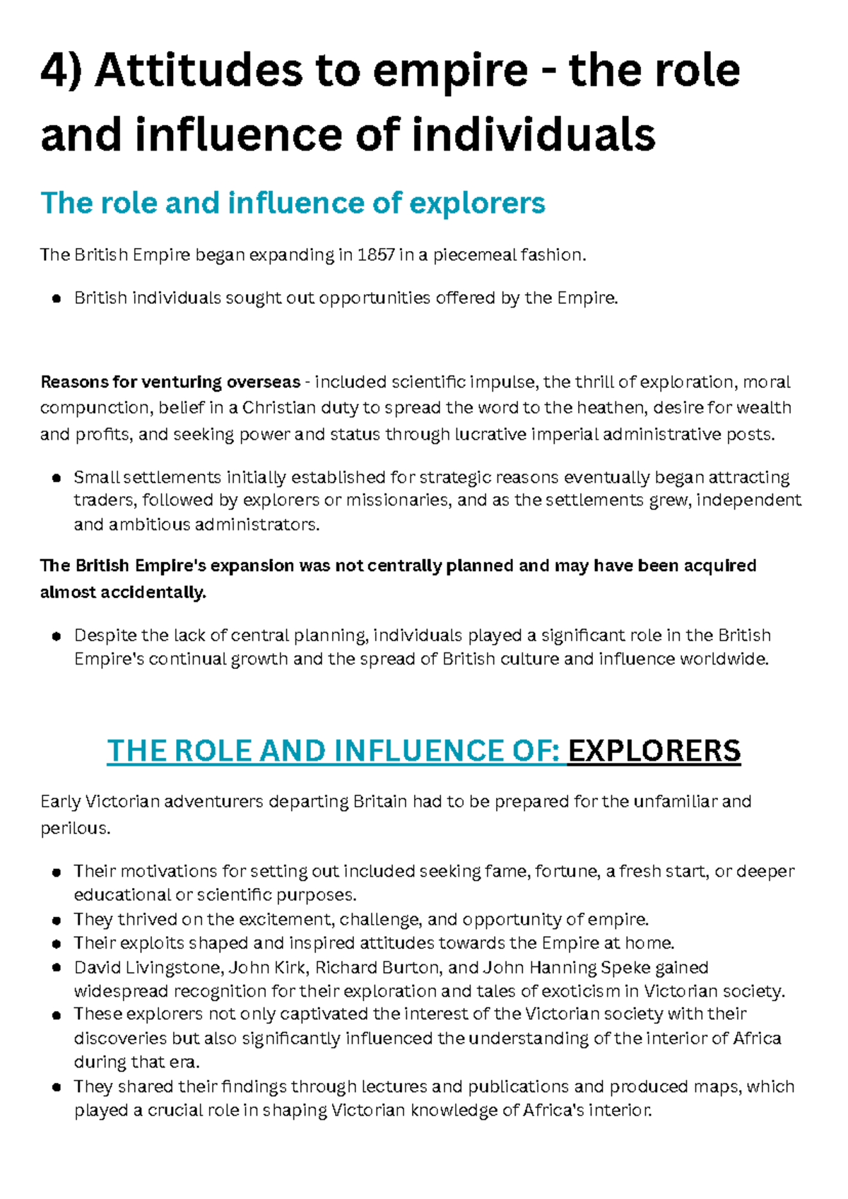 4) Attitudes to empire - the role and influence of individuals ...
