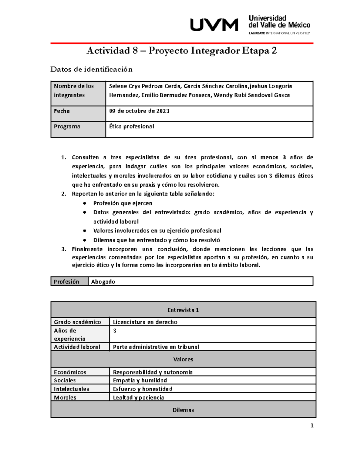 A6 Scjew ´proyecto interegador etapa 2 - Actividad 8 – Proyecto Integrador Etapa 2 Datos de ...