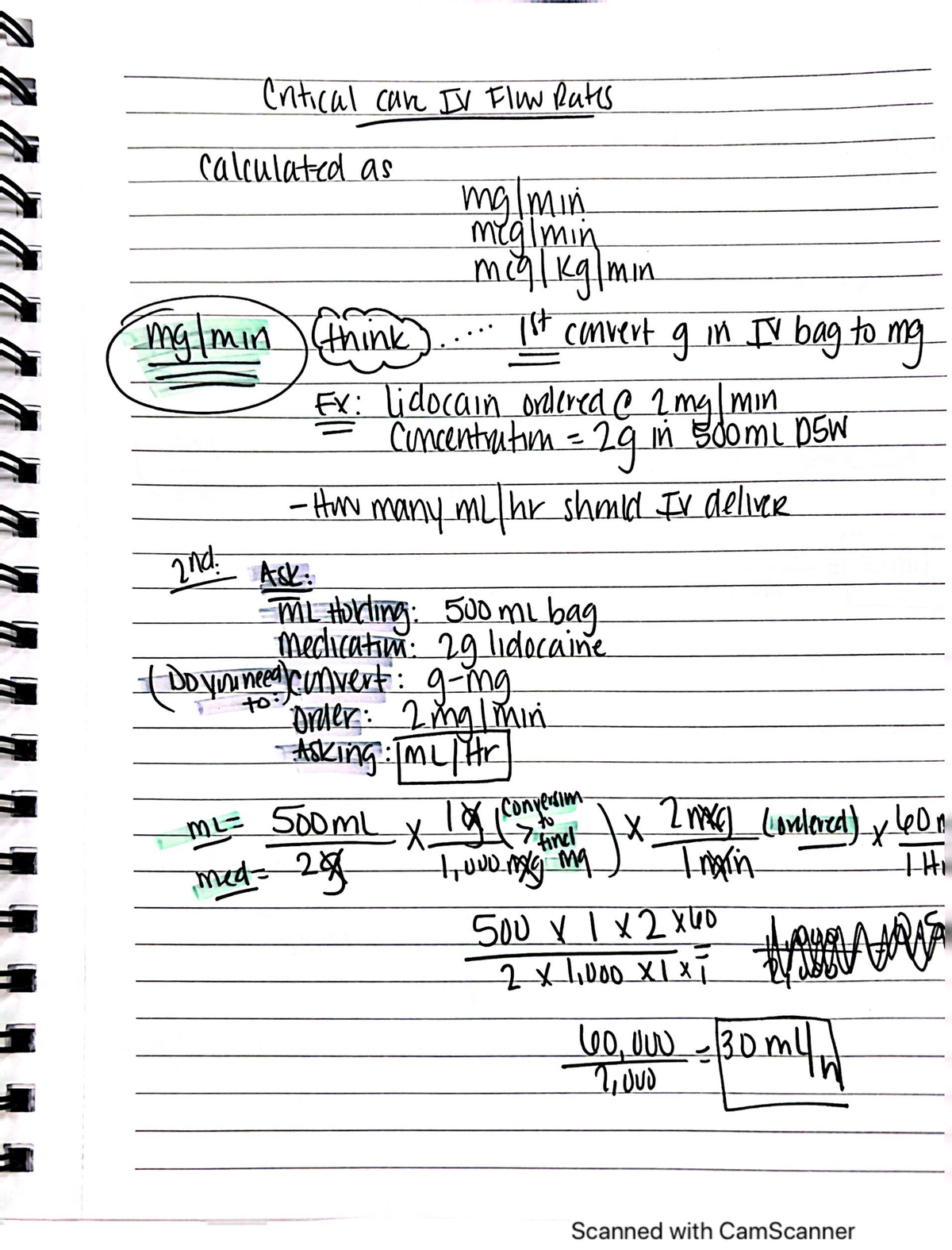 Critical Care IV Flow Rate Calculations and Conversions - Critical can ...