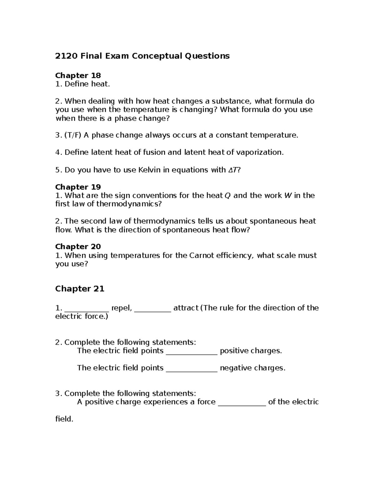 2120 Final Conceptual Review Questions-sp22 - 2120 Final Exam Conceptual Questions Chapter 18 ...