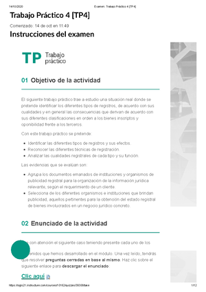 Examen Trabajo Práctico 4 90[TP4] - Trabajo Práctico 4 [TP4] Comenzado: 28 de jun en 12: - Studocu