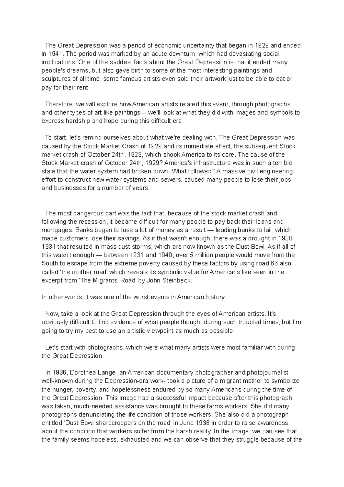 The Great Depression - Grande dépression durant les années 30 - The ...