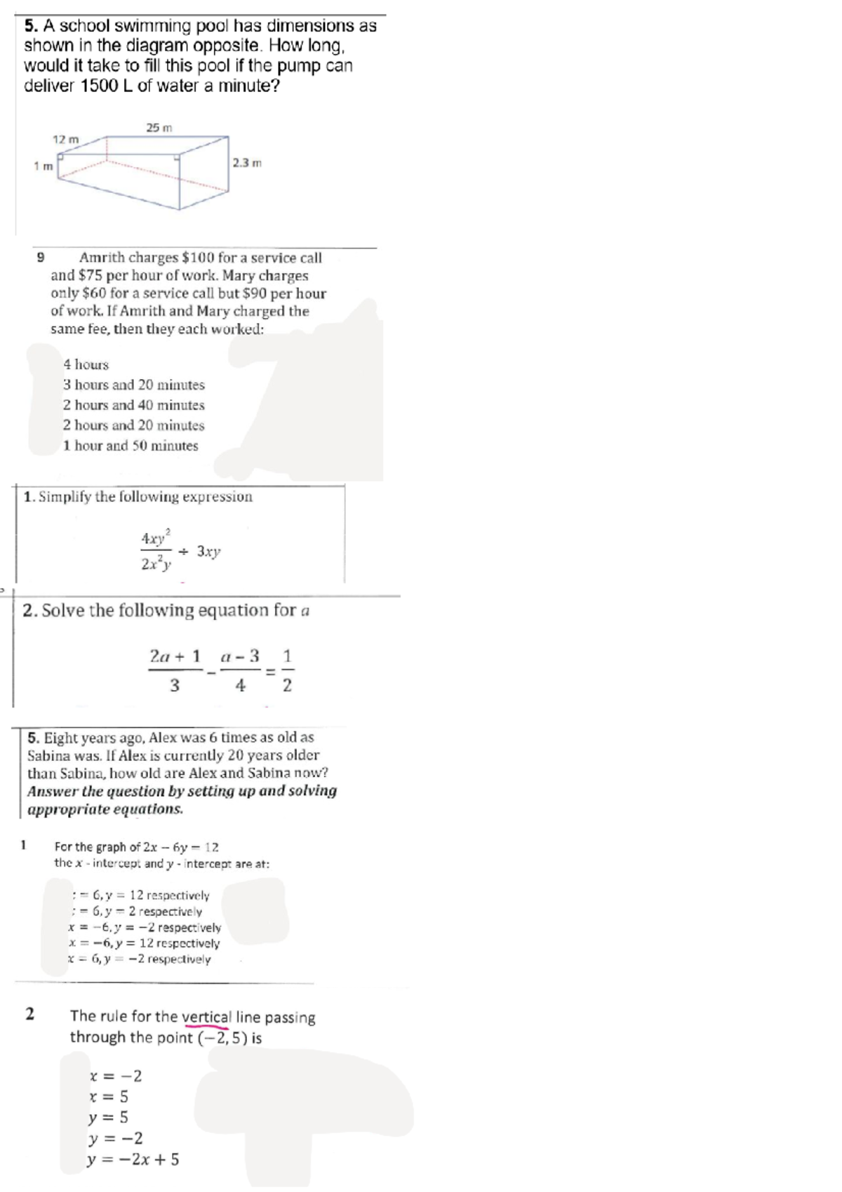 Maths test - Studocu