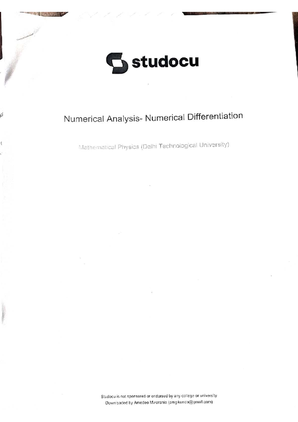 Numericalanalysis - Easy to follow and understand - studocu Numerical Numerical Differentiation ...