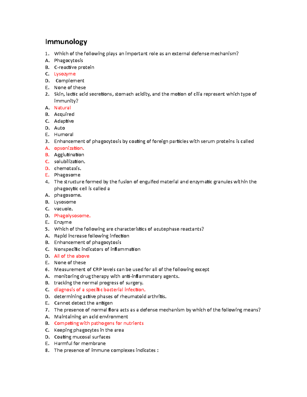 Mcqs of immunology - virology - Immunology Which of the following plays ...