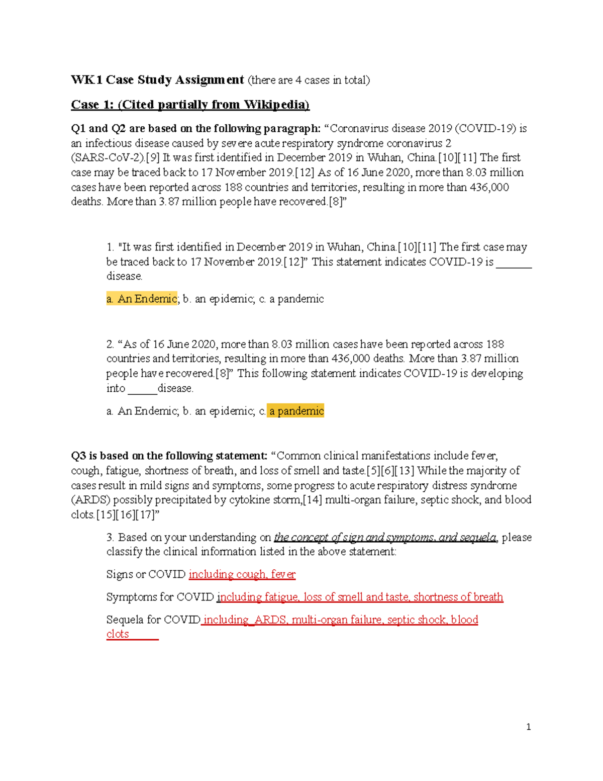 1 Case Study Assignment - [9] It was first identified in December 2019 ...