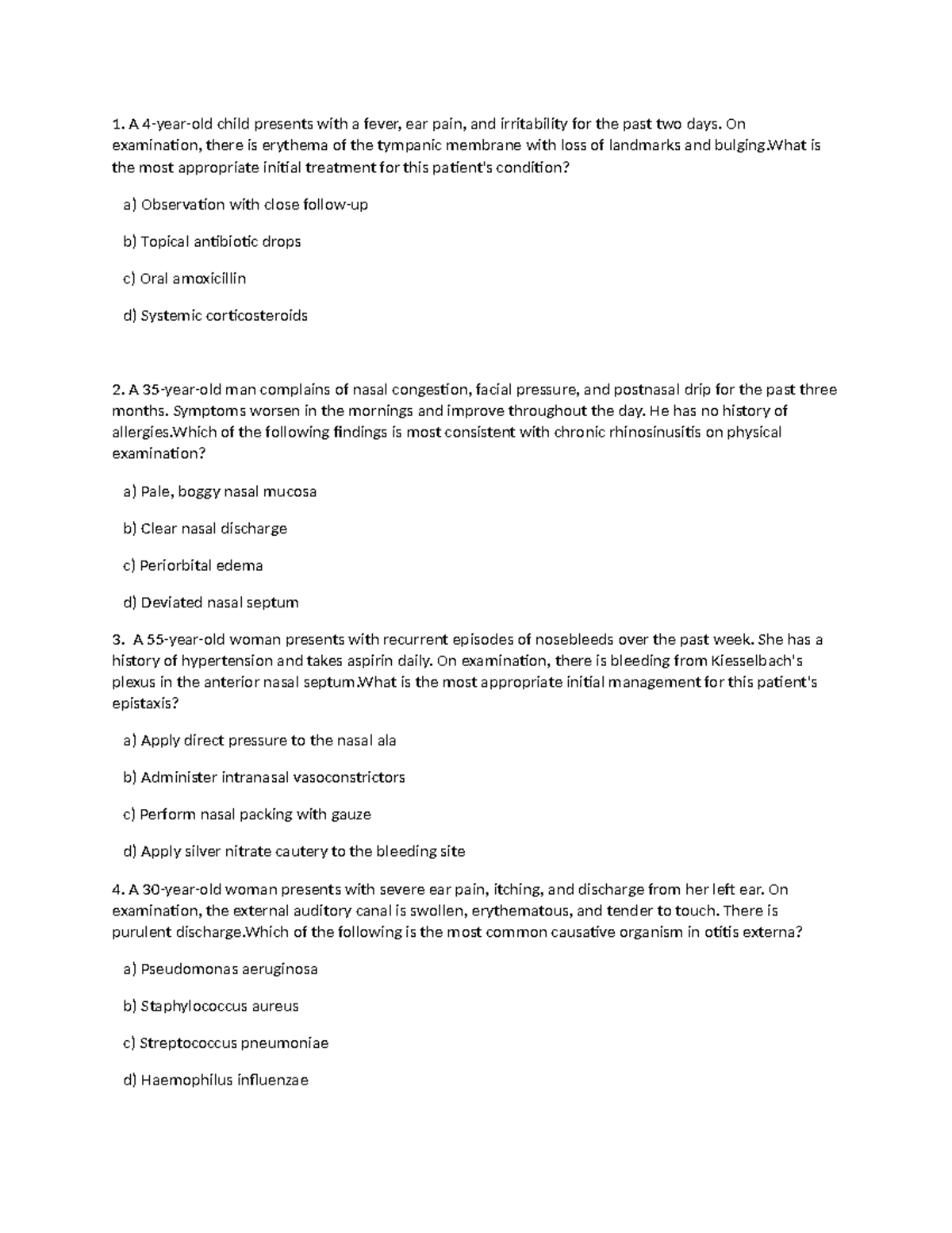 ENT Paper 01 F - THESE ARE THESSE QUESTIONS REALTED TO ENT - A 4-year ...