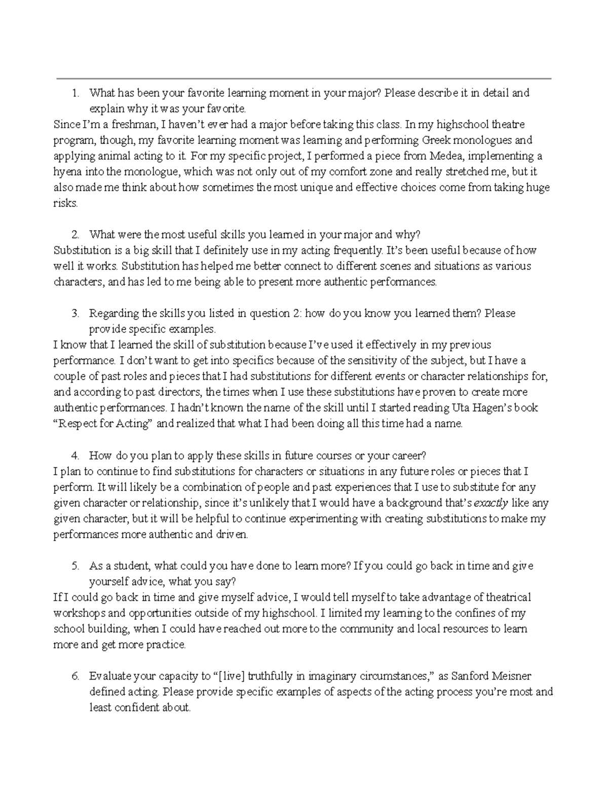 Process Letter 1 - What has been your favorite learning moment in your ...