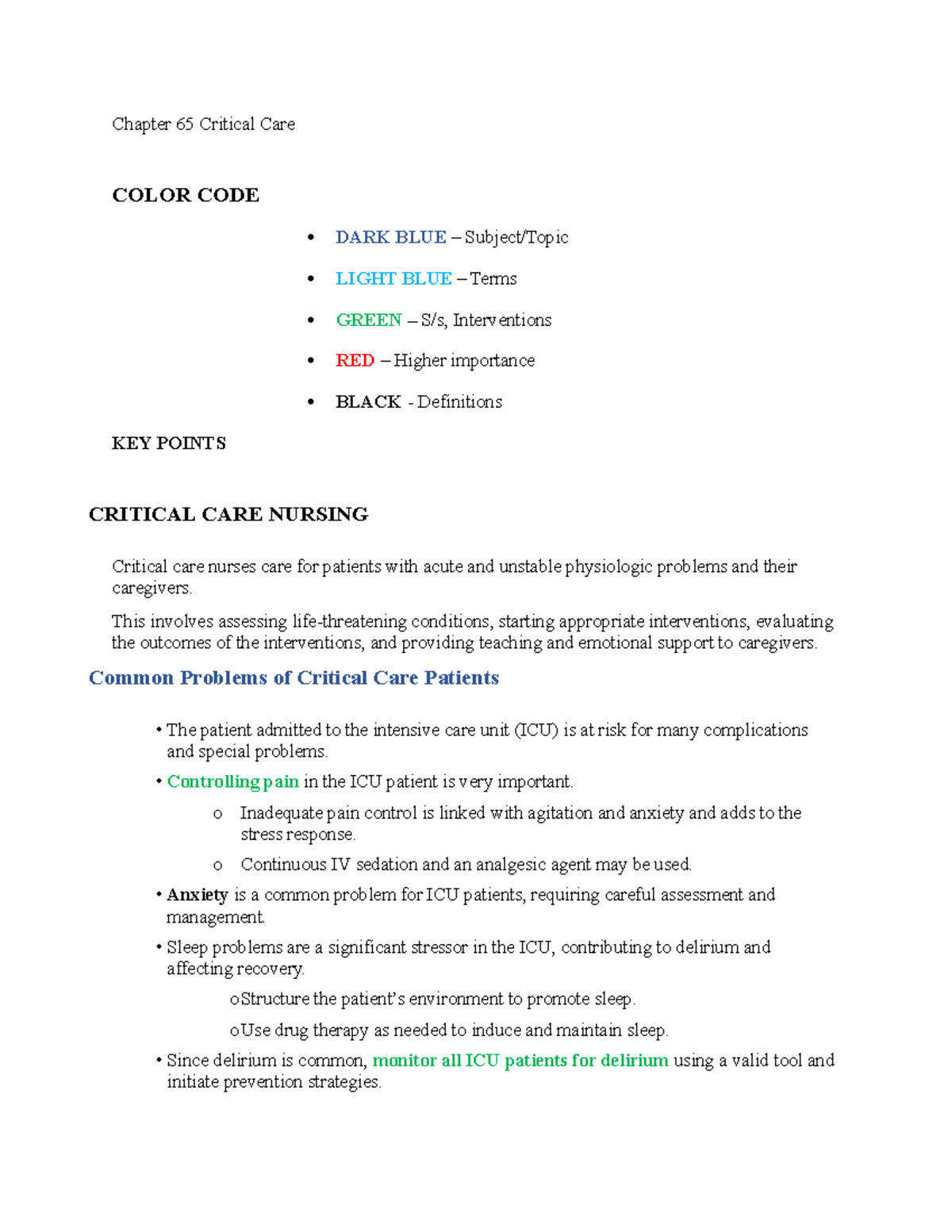 Chapter 65 Critical Care - Chapter 65 Critical Care COLOR CODE DARK ...