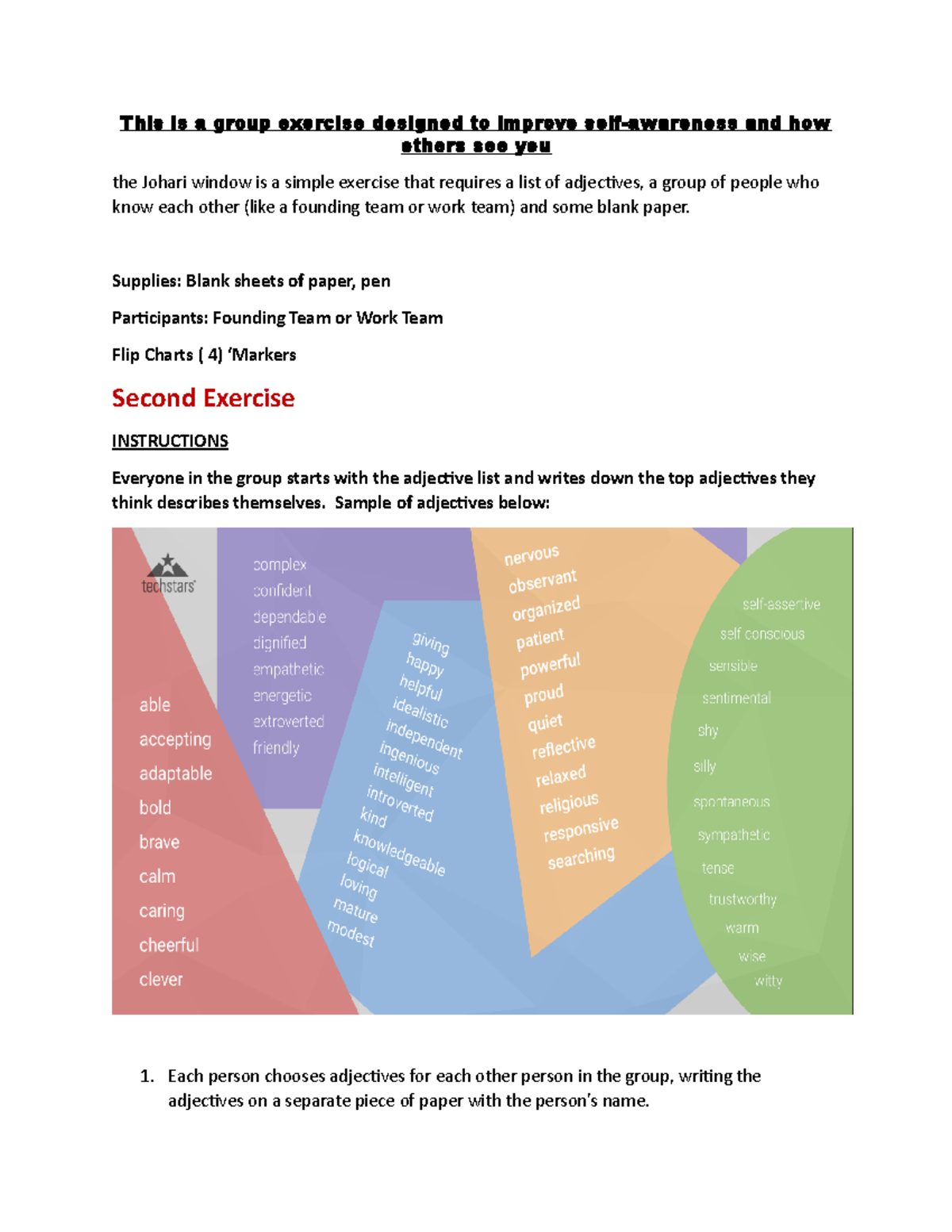 Improve self awareness - This is a group exercise designed to improve ...