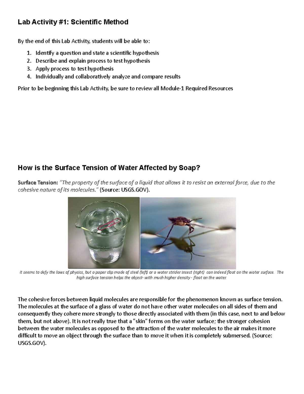 Lab Activity #1 - Scientific Method - " (Source: USGS). It seems to ...