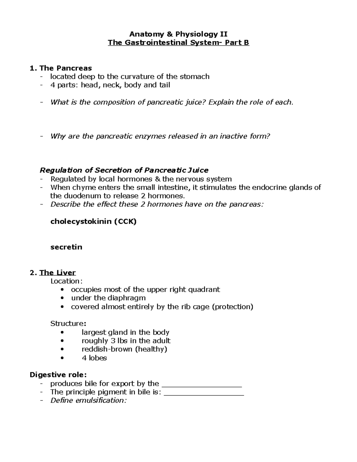 Week 13 Lab - Digestive - teacher: Professor Patterson - Anatomy ...