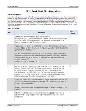 YO22 Excel Ch01 Prepare - Restaurant Analysis - Part A 1.2 Instructions - YO22_Excel_Ch01 ...