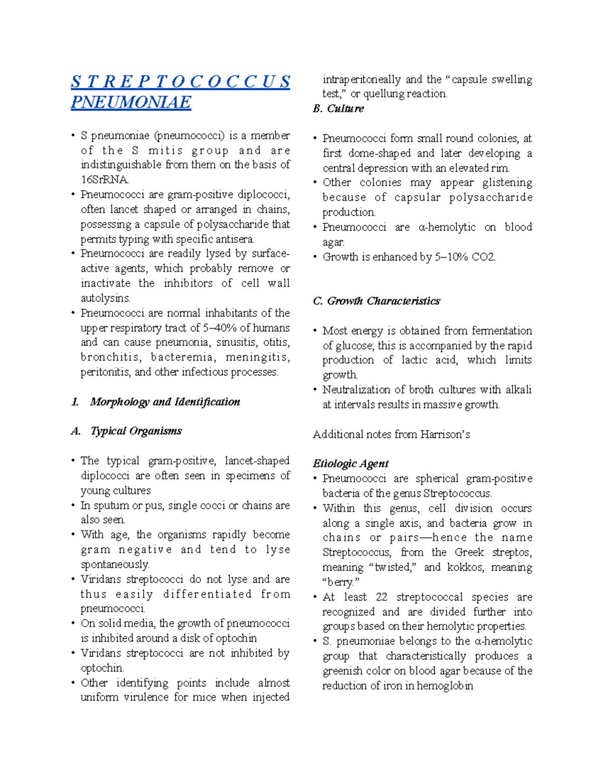 Streptococcus Pneumoniae - S T R E P T O C O C C U S PNEUMONIAE S ...