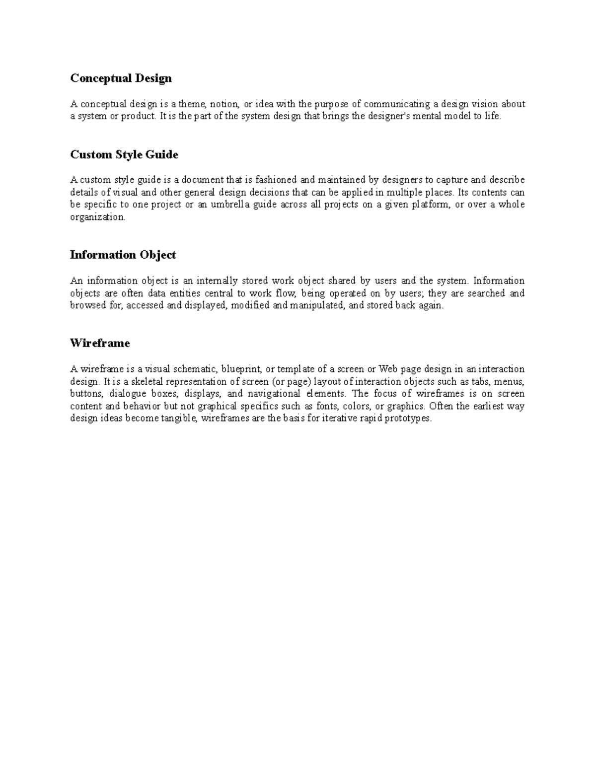 Chapter 9 Terminology - notes - Conceptual Design A conceptual design ...