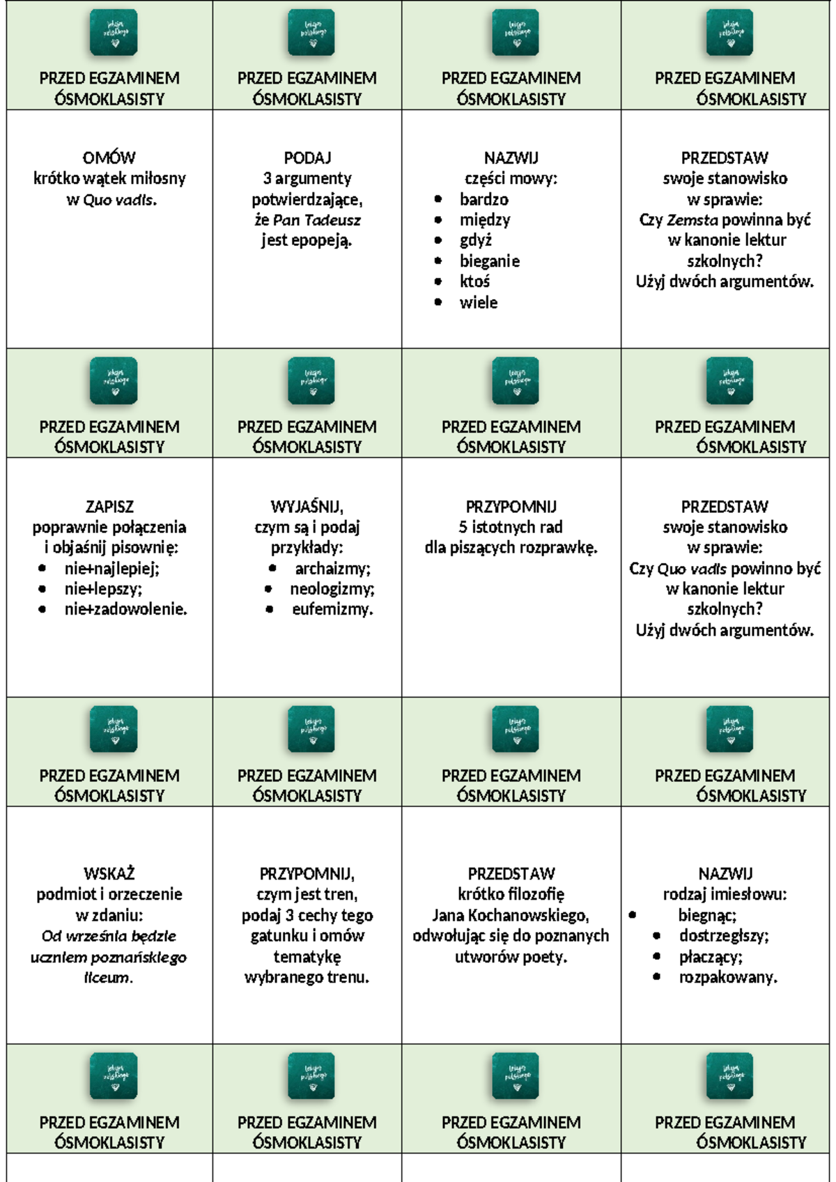 Diagnoza karty z pytaniami - ÓSMOKLASISTY ÓSMOKLASISTY ÓSMOKLASISTY ...