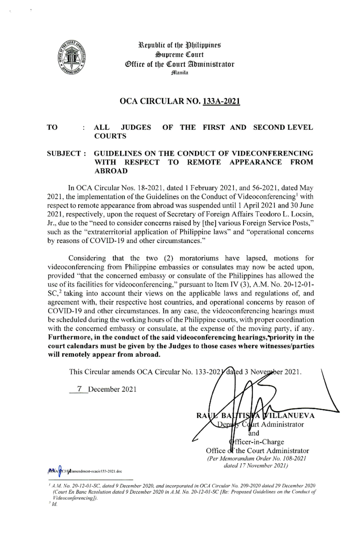 OCA-Circular-No - OCA Circular - i f\ epubhc of tue lluihppin e ...