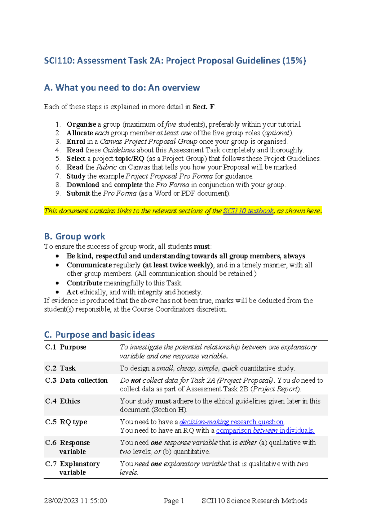 Project Proposal-Guidelines - SCI110: Assessment Task 2A: Project ...