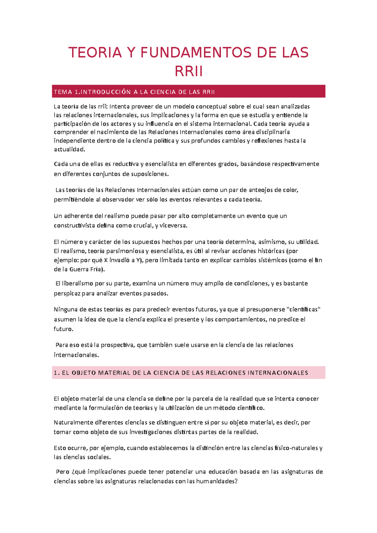 TEMA 1- Introducción A LA Ciencia DE LAS RRII - TEORIA Y FUNDAMENTOS DE ...