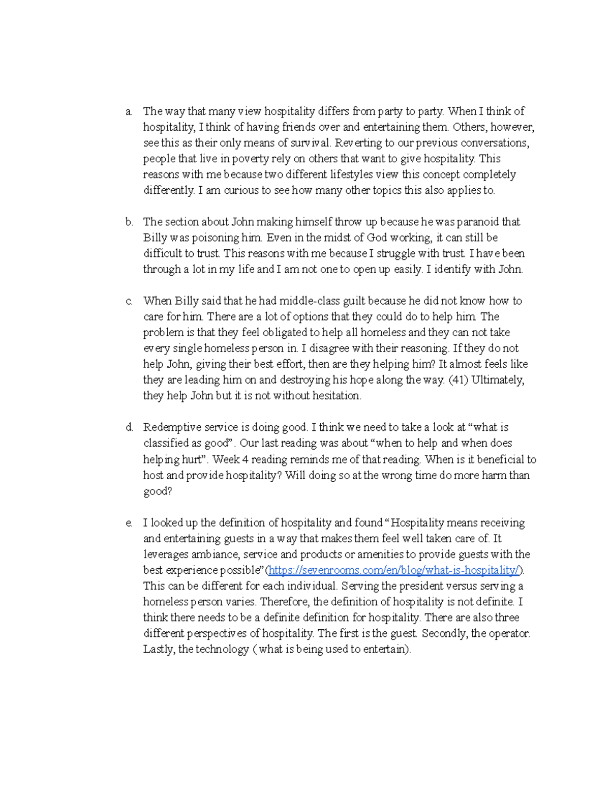 Week 4 - Prompts are given and one must read and reflect on certain ...