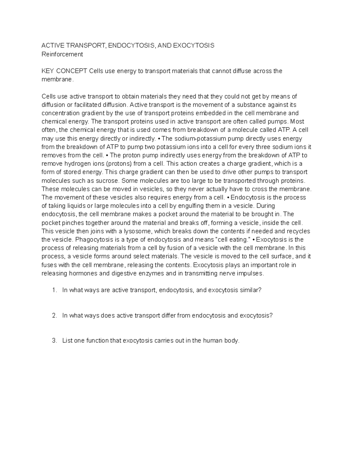 David Thompson - Scetion 3 - ACTIVE TRANSPORT, ENDOCYTOSIS, AND ...