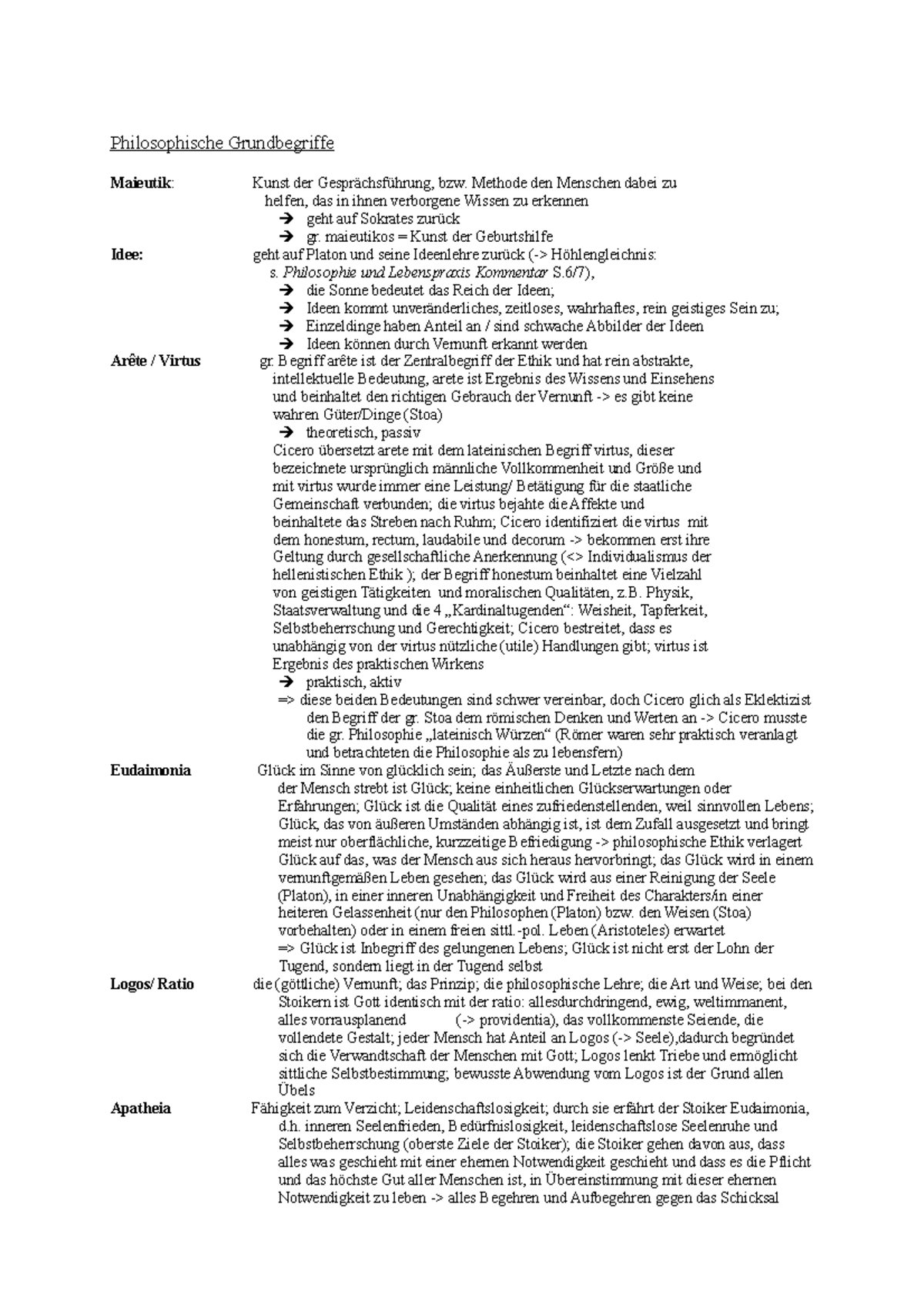 Philosophie - Philosophische Grundbegriffe Maieutik: Kunst der ...