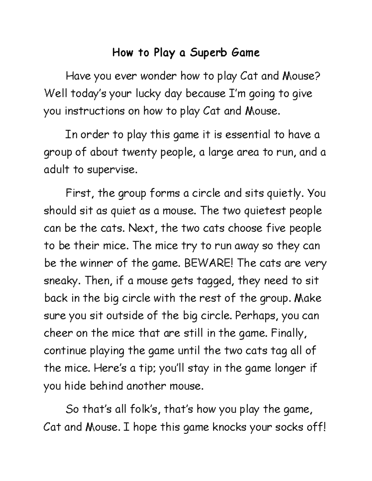 How to Play a Superb Game - In order to play this game it is essential ...