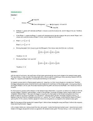 Problem set 3 - PROBLEM SET 3 Question 1 At the beginning of the year ...
