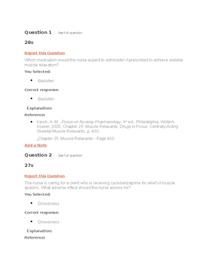 Pharm chpt 2 quizzes - PHARM CHPT 2 QUIZZES Quiz 1 Question 1 What is the characteristic action ...